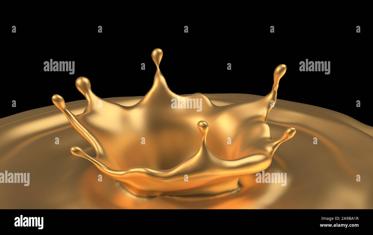 Mysterious, beautiful, luxury gold splash. 3d rendering 3d illustration ...