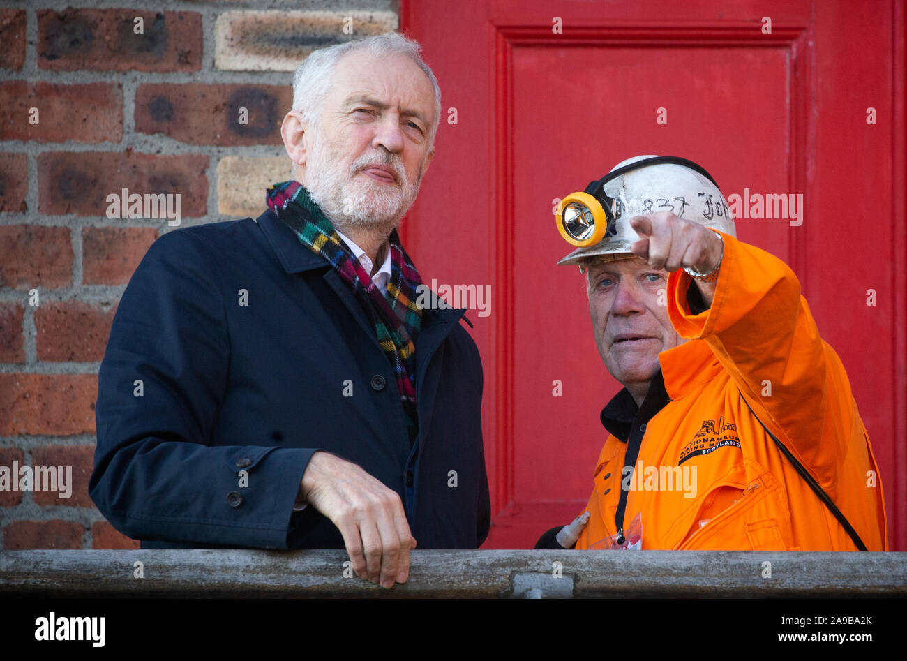 Labour leader Jeremy Corbyn meets former miner John Kane, aged 82 ...