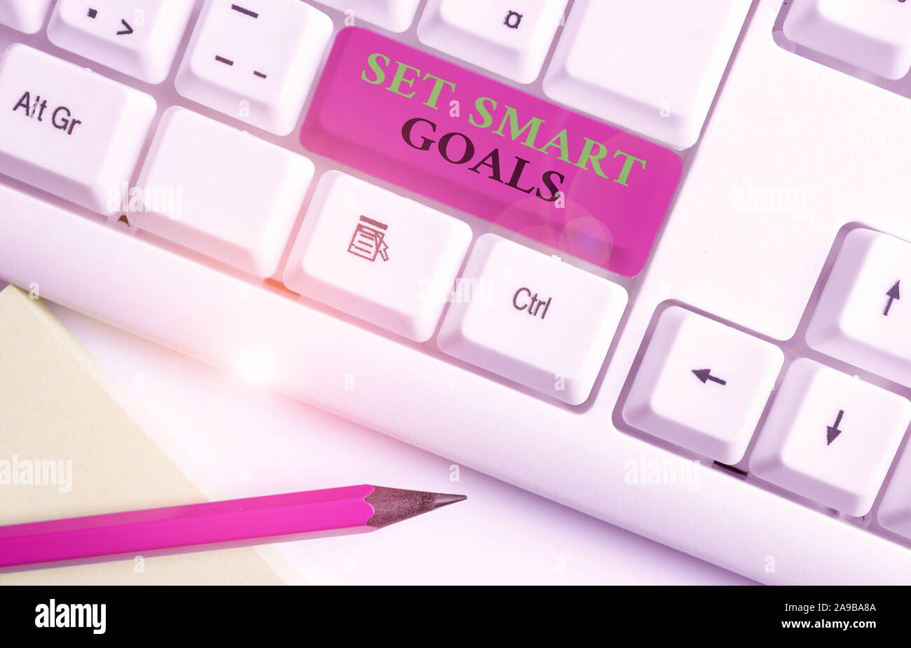 Writing note showing Set Smart Goals. Business concept for Establish ...