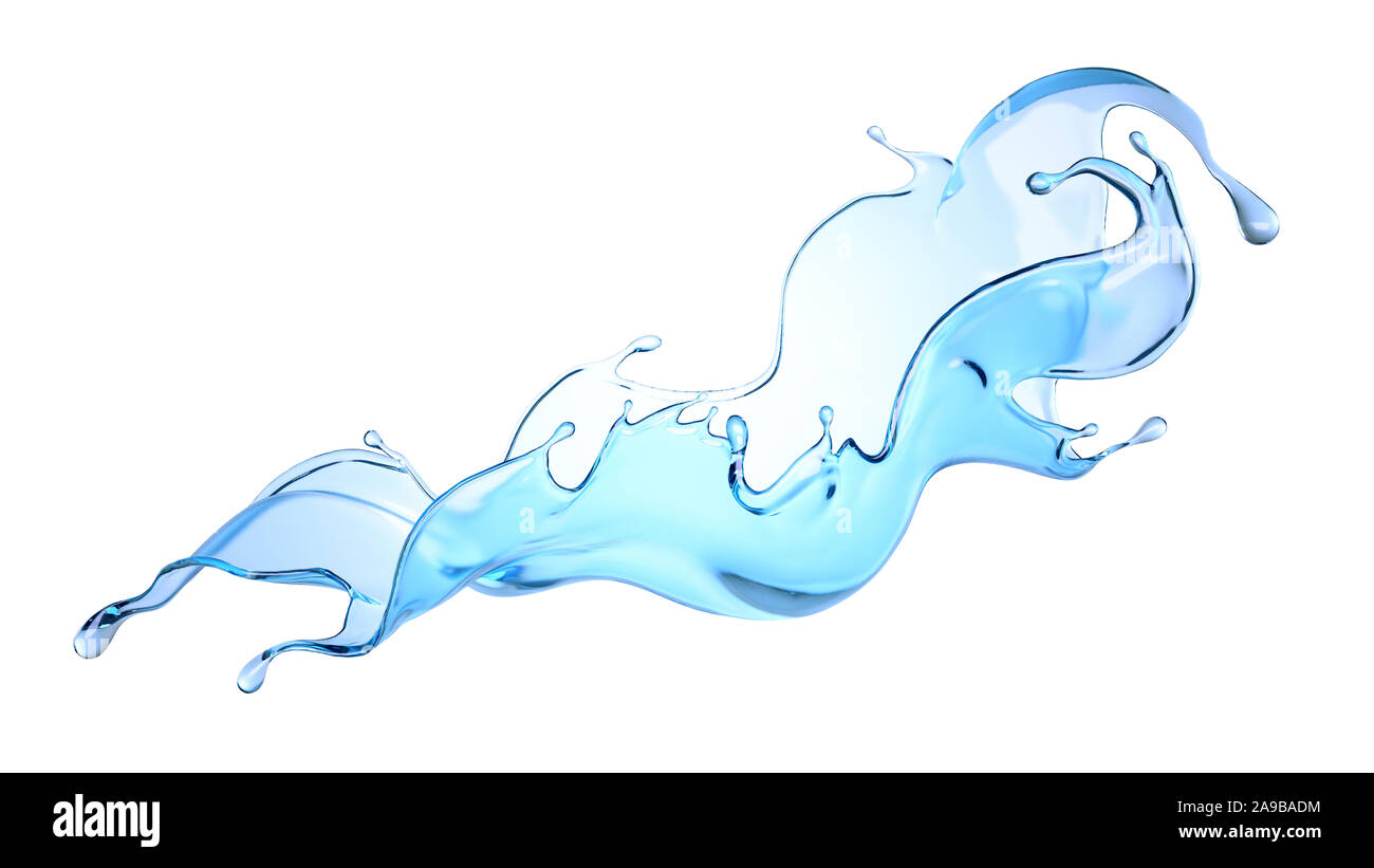 Splash of water on a white background isolated. 3d rendering 3d ...
