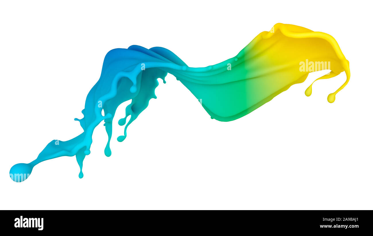 Beautiful multi-color splash of liquid . 3D illustration, 3D ...