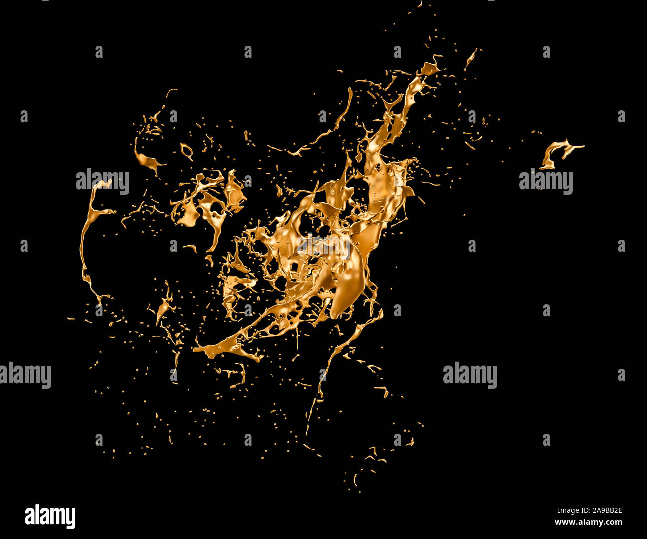 Splash gold black background. 3d rendering 3d illustration Stock Photo ...