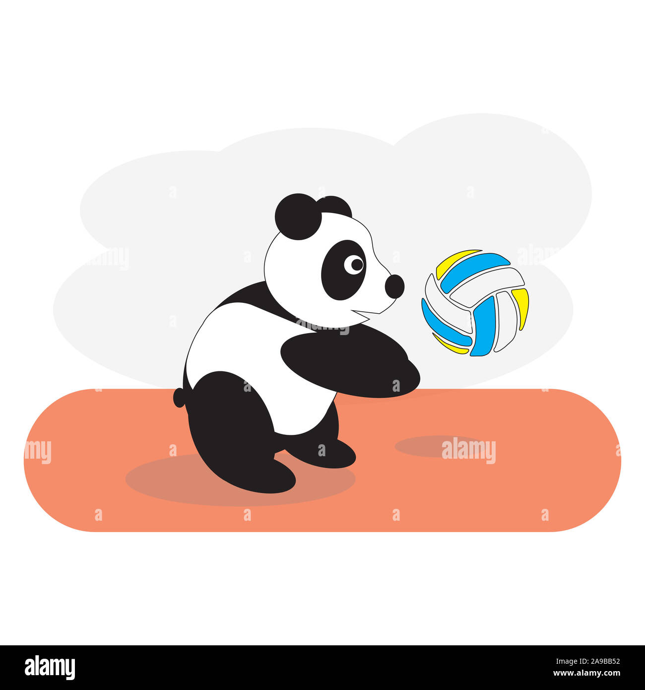 The panda bear plays volleyball, beats the flying ball Stock Photo - Alamy