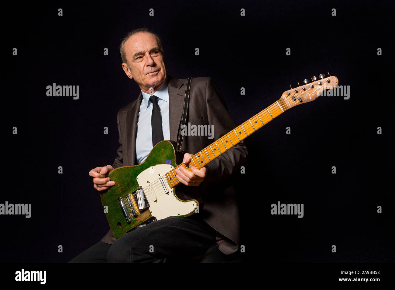 Status Quo frontman Francis Rossi OBE plays his green Fender Telecaster ...