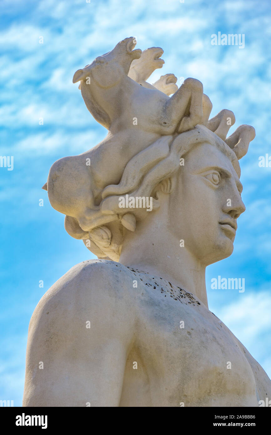 NICE, FRANCE - OCTOBER 6, 2019: Detail of Apollo statue at Fountain of ...