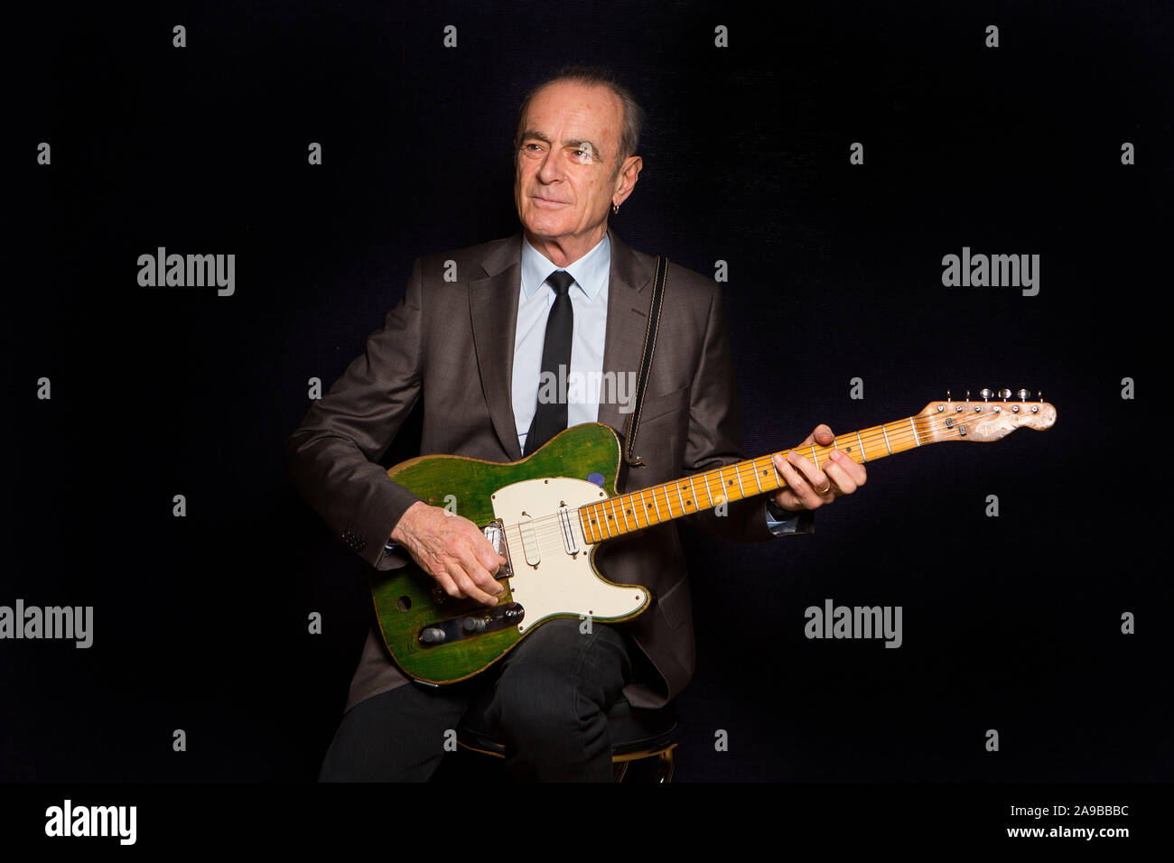 Status Quo frontman Francis Rossi OBE plays his green Fender Telecaster ...