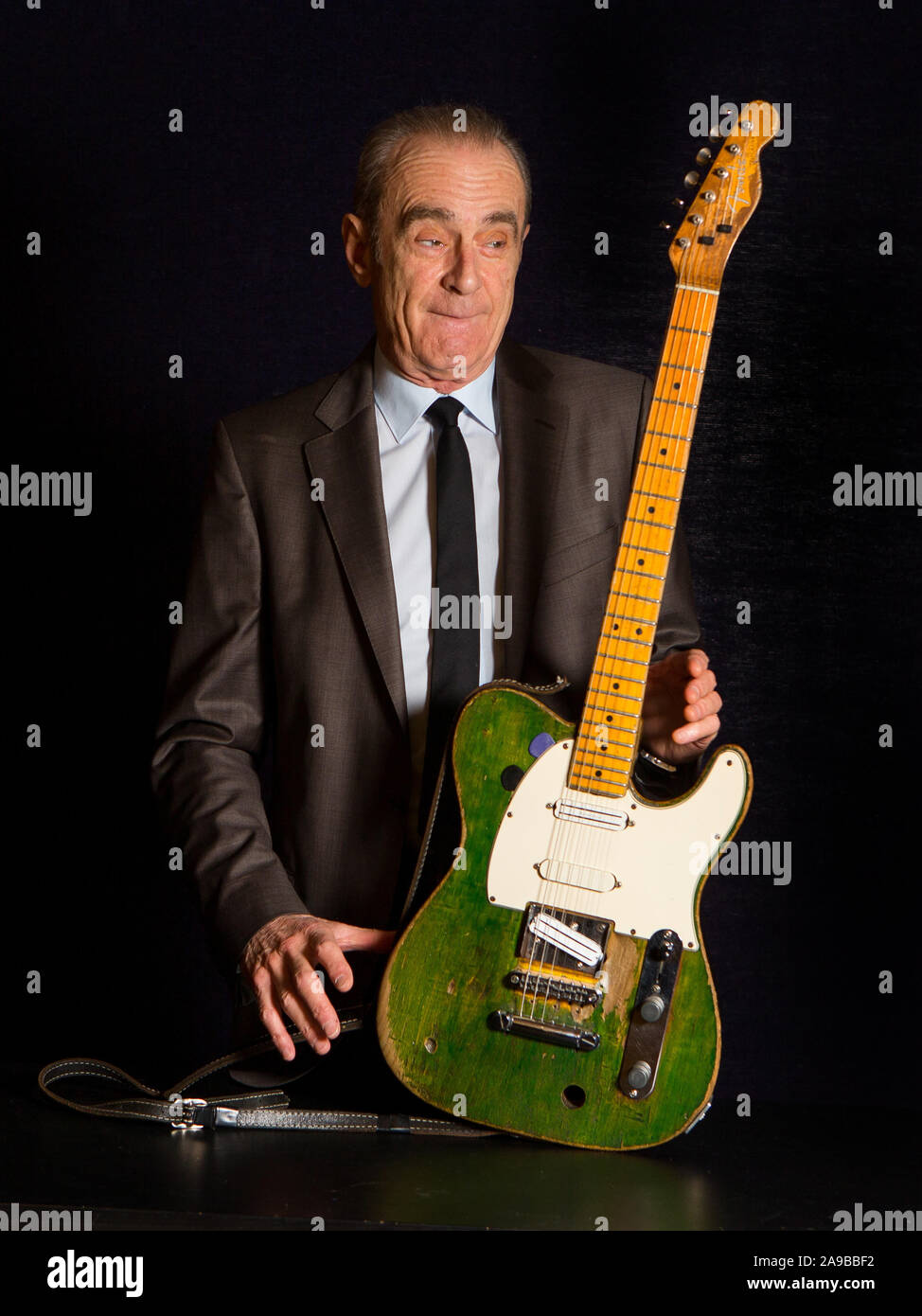 Status Quo frontman Francis Rossi OBE with his green Fender Telecaster ...