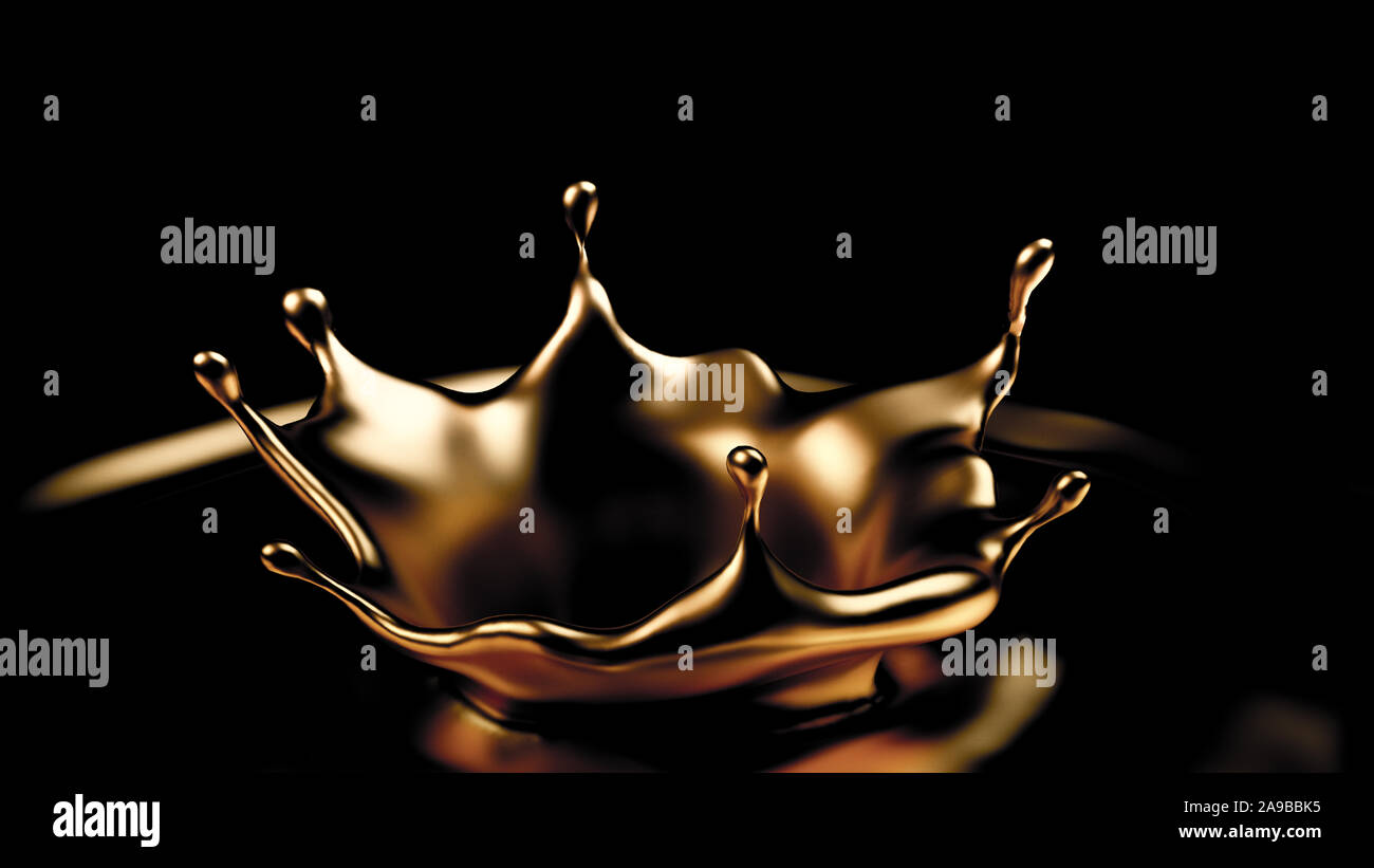 Mysterious, beautiful, luxury gold splash. 3d rendering 3d illustration ...