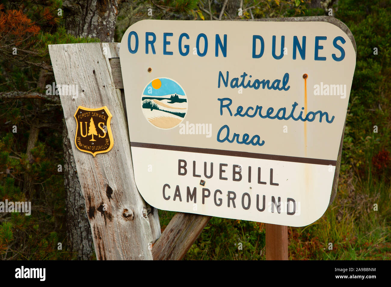 Bluebill Campground sign, Oregon Dunes National Recreation Area, Oregon ...