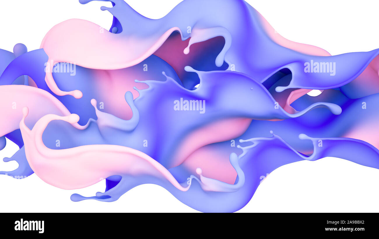 Beautiful multi-color splash of liquid . 3D illustration, 3D ...