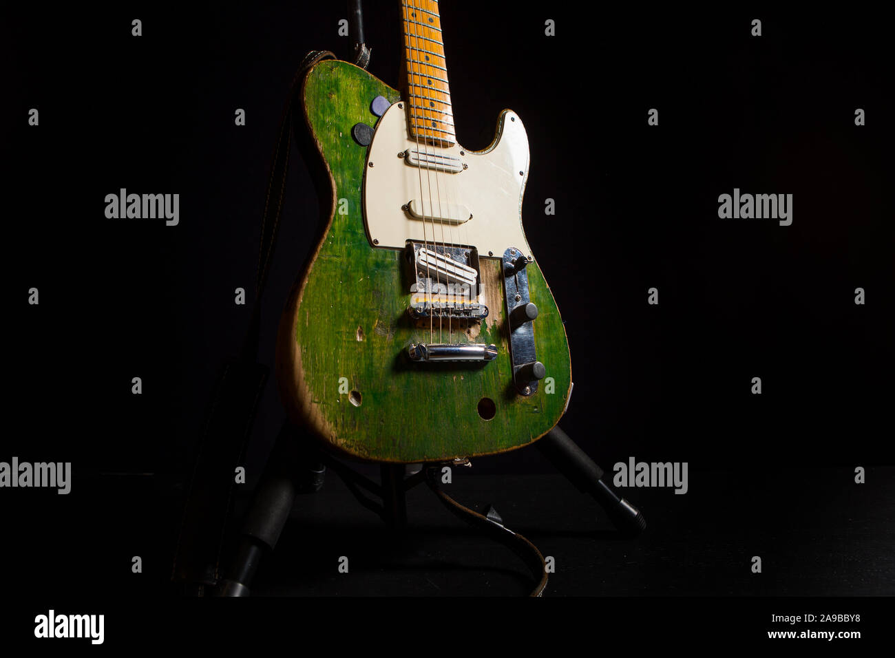 Status Quo frontman Francis Rossi OBE's green Fender Telecaster in ...