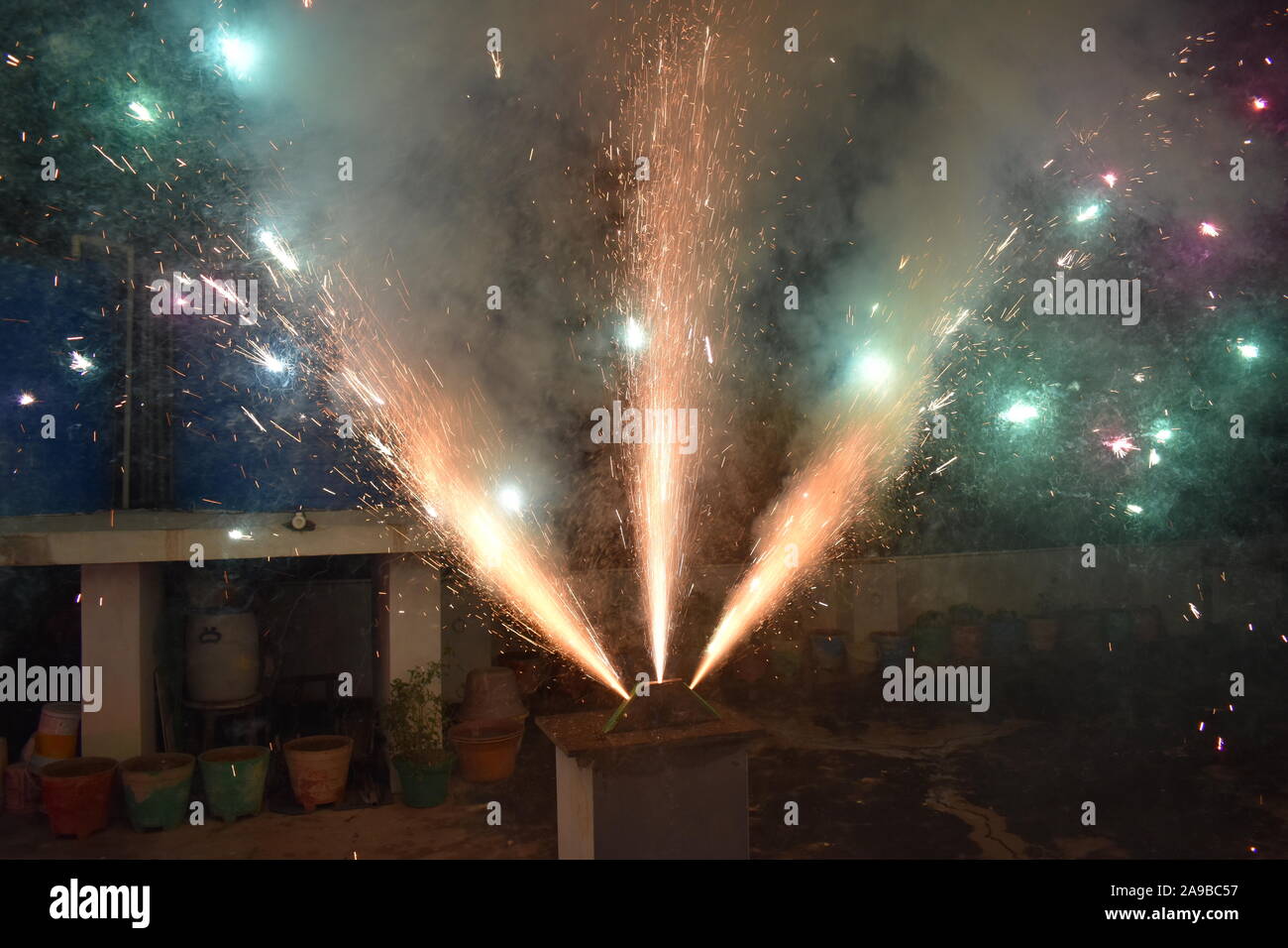 Celebration with illustration of exploding Firecracker A view of a type ...