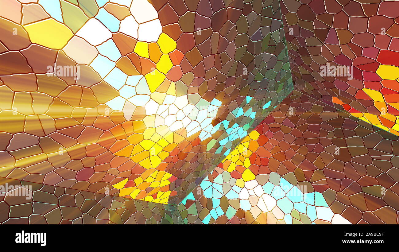 Computer generated mosaic background. 3D rendering of an enclosed space ...