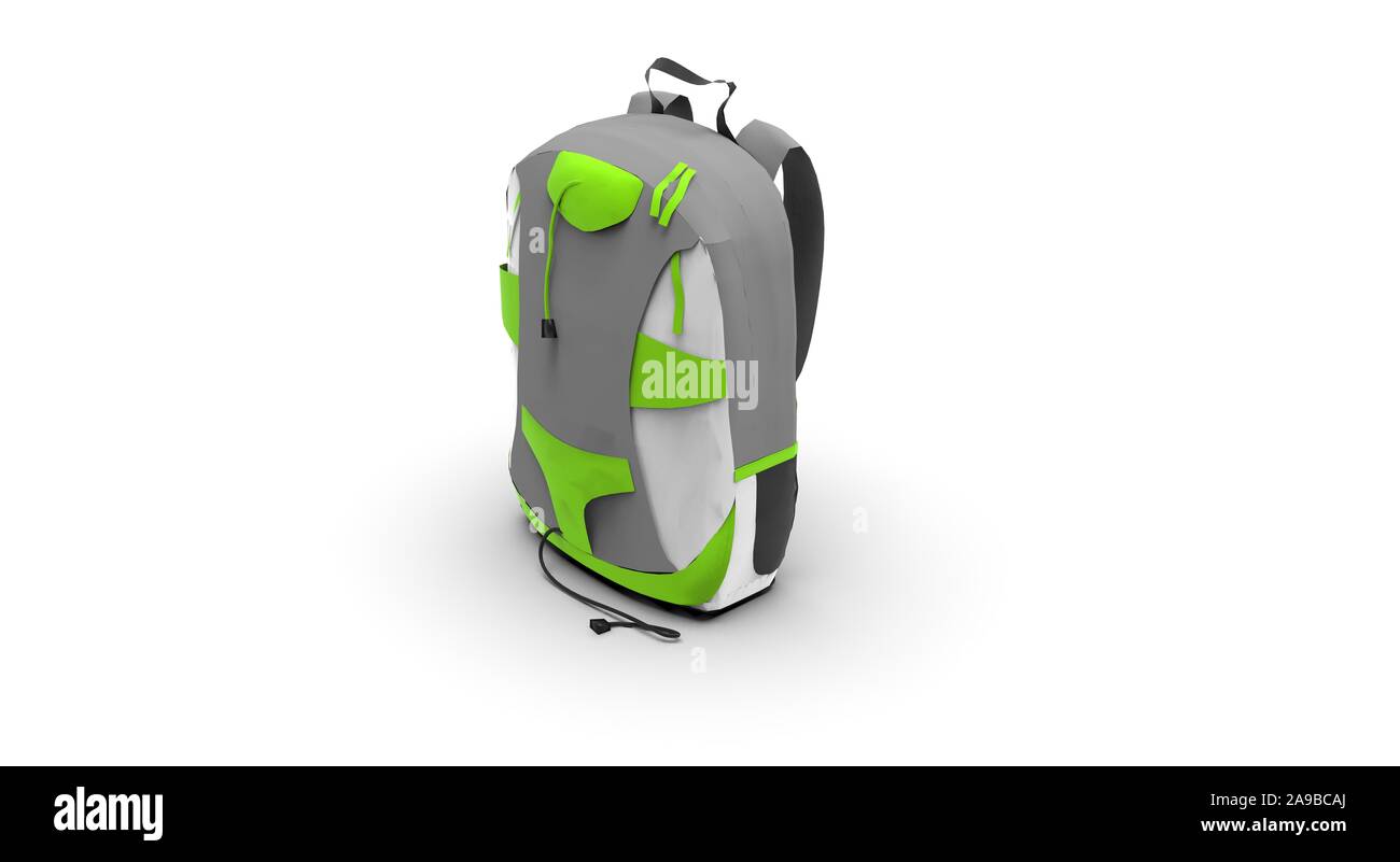 Gray Backpacks isolated on White 3D Rendering Stock Photo - Alamy