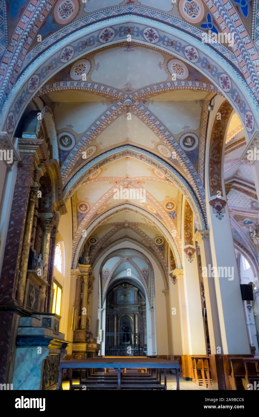 Parish of Blessed Sacrament in Tandil. Aisle roof inside the parish ...