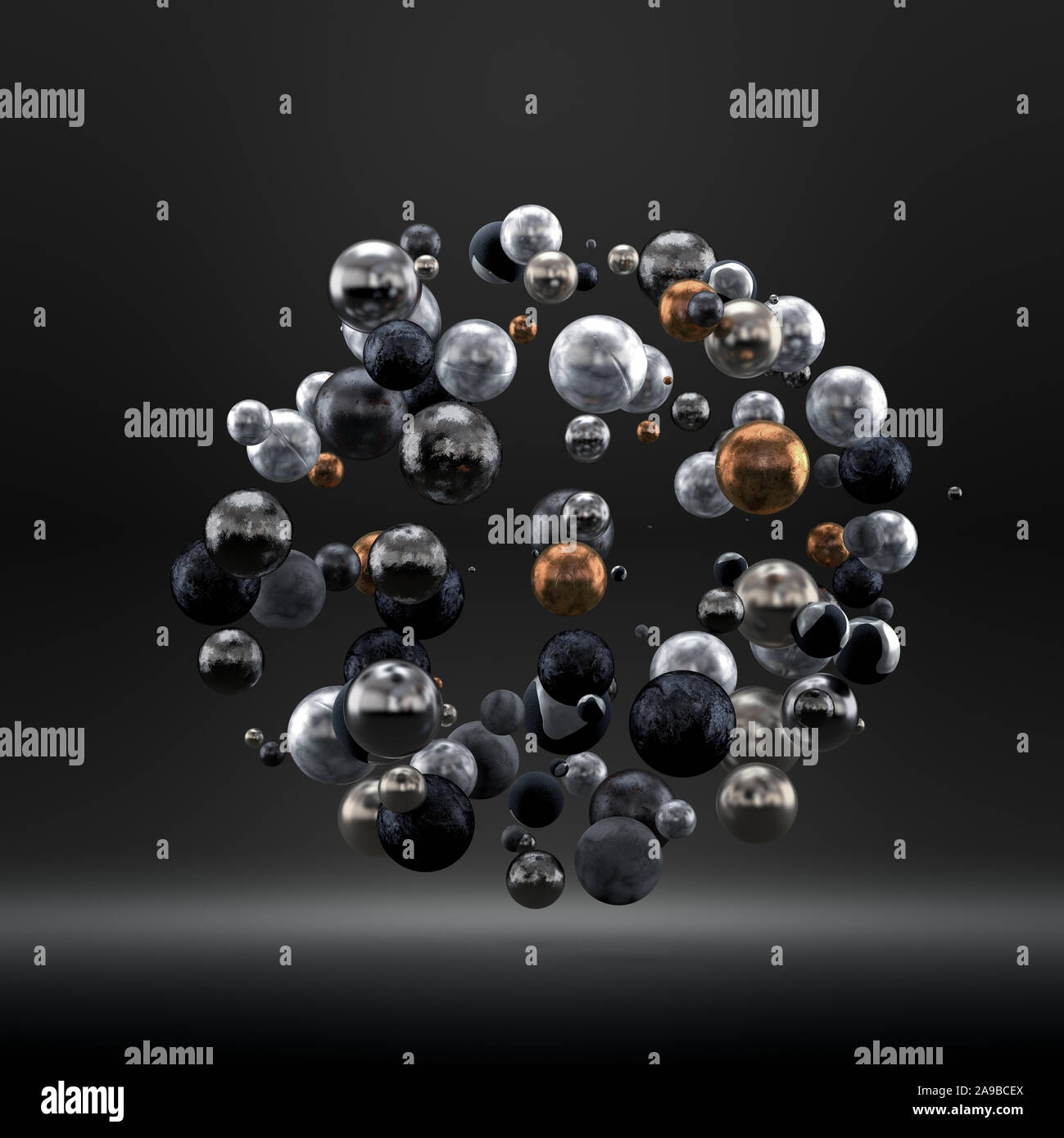 Gray luxury background with geometric shapes from balls. 3d rendering ...