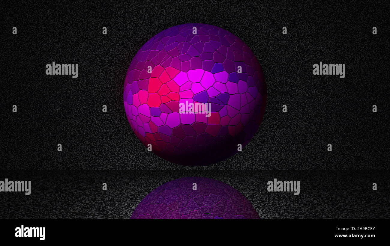 Magic sphere from mosaic on abstract background with reflection below ...