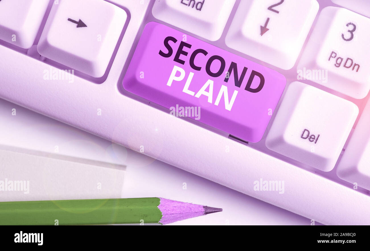 Handwriting text Second Plan. Conceptual photo next set of decisions ...