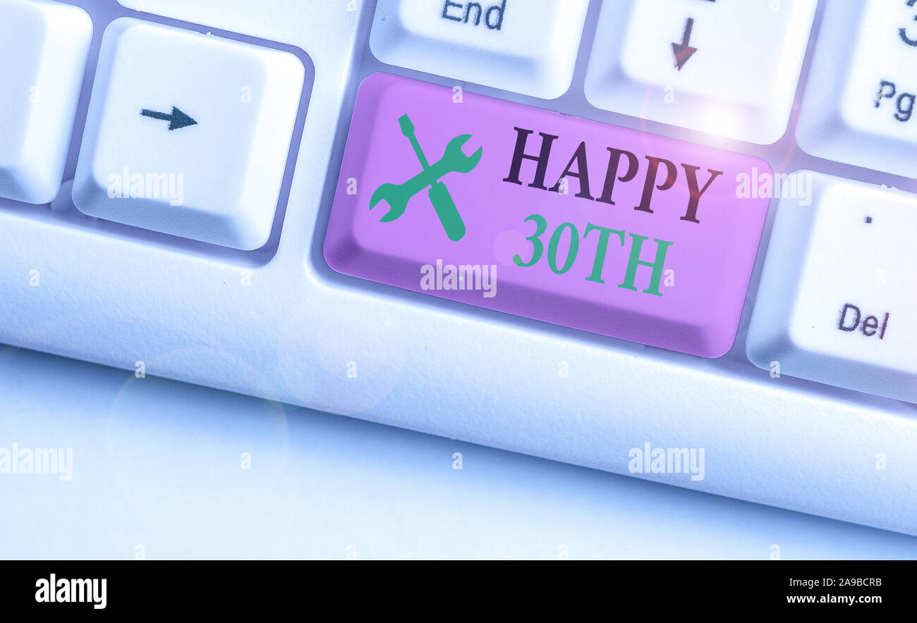 Writing note showing Happy 30Th. Business concept for a joyful occasion ...