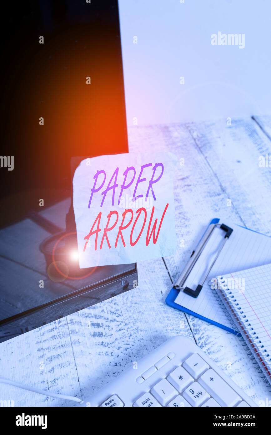 Conceptual hand writing showing Paper Arrow. Concept meaning Business ...
