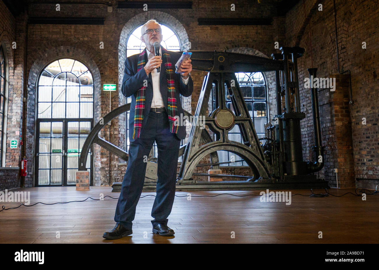 Labour leader Jeremy Corbyn during a visit to the National Mining ...