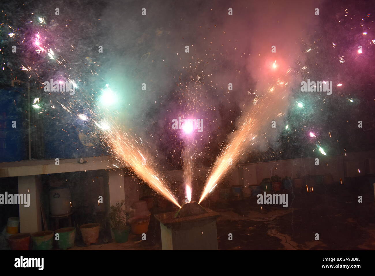 Celebration with illustration of exploding Firecracker A view of a type ...