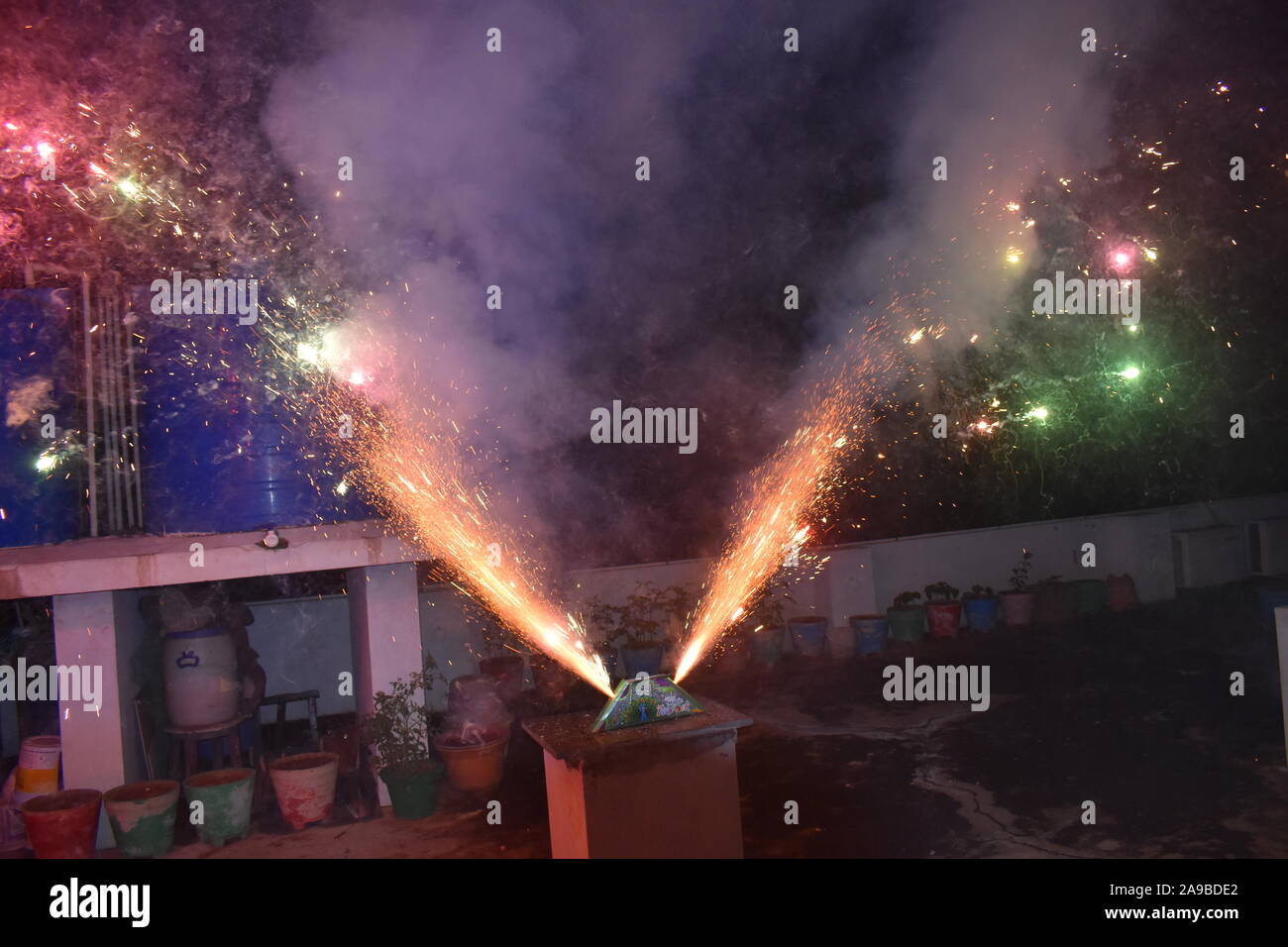 Celebration with illustration of exploding Firecracker A view of a type ...