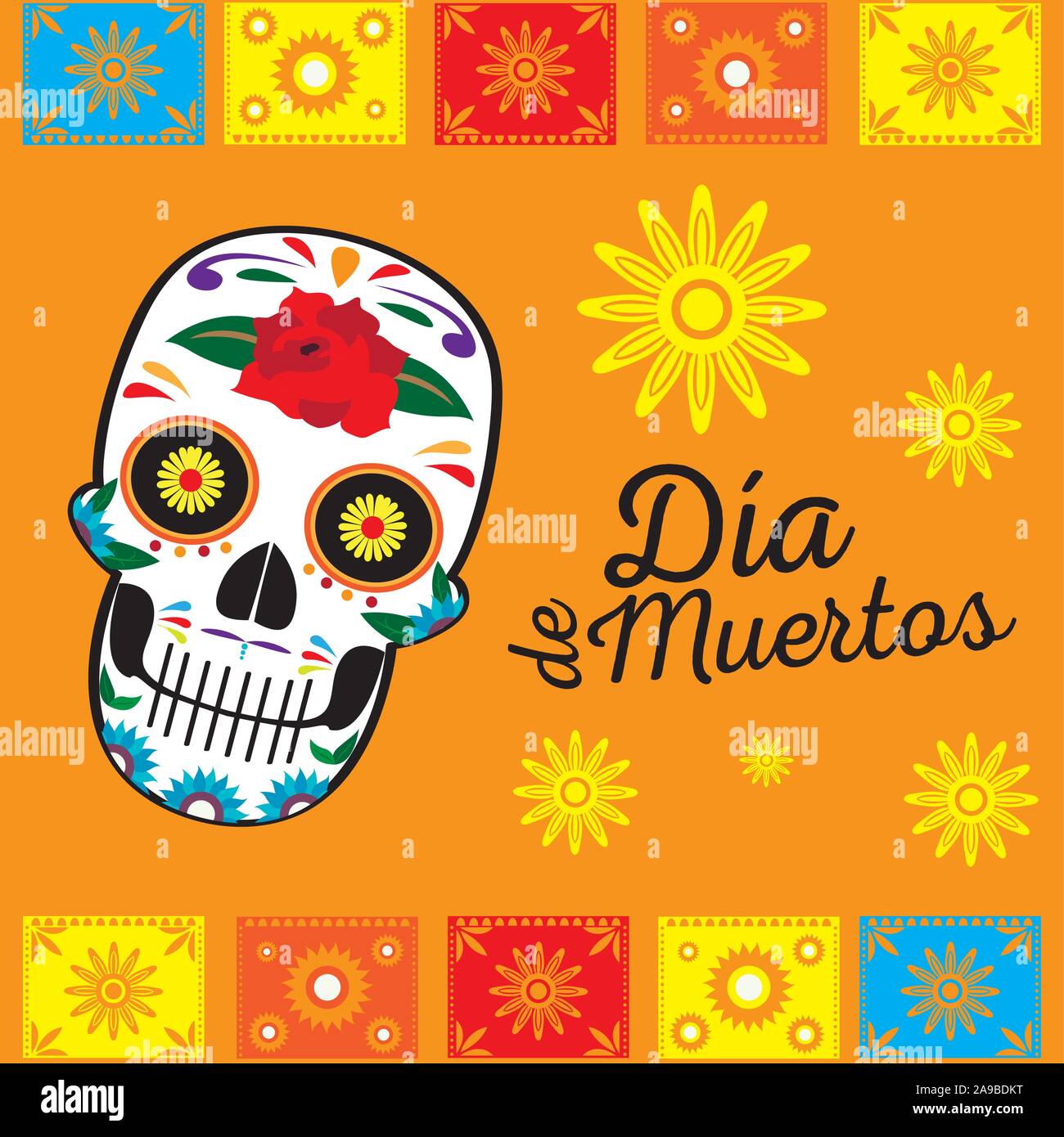 Dia de los muertos poster - Vector illustration Stock Vector Image ...