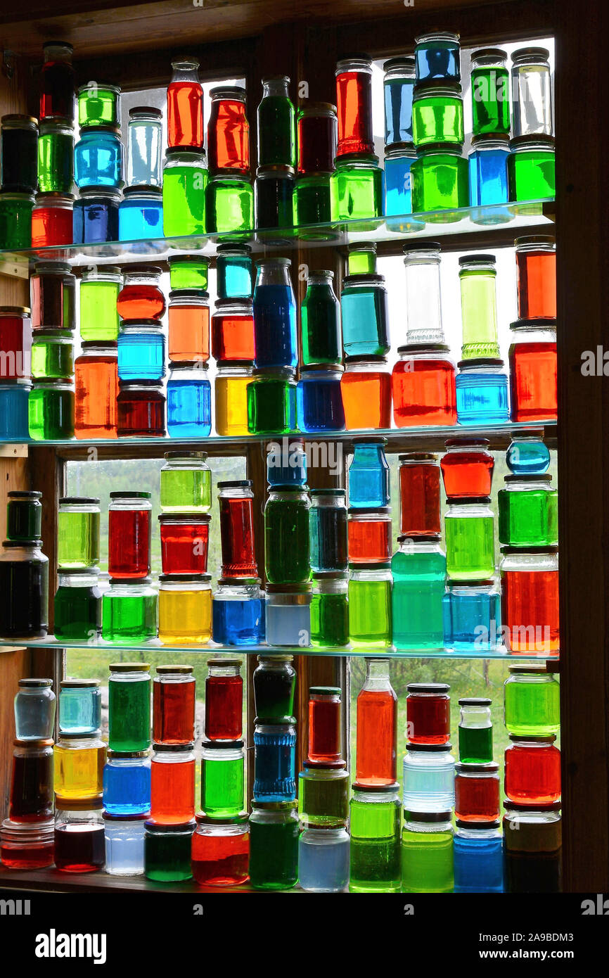 In bygone days, people filled glass jars with colored water to create a ...