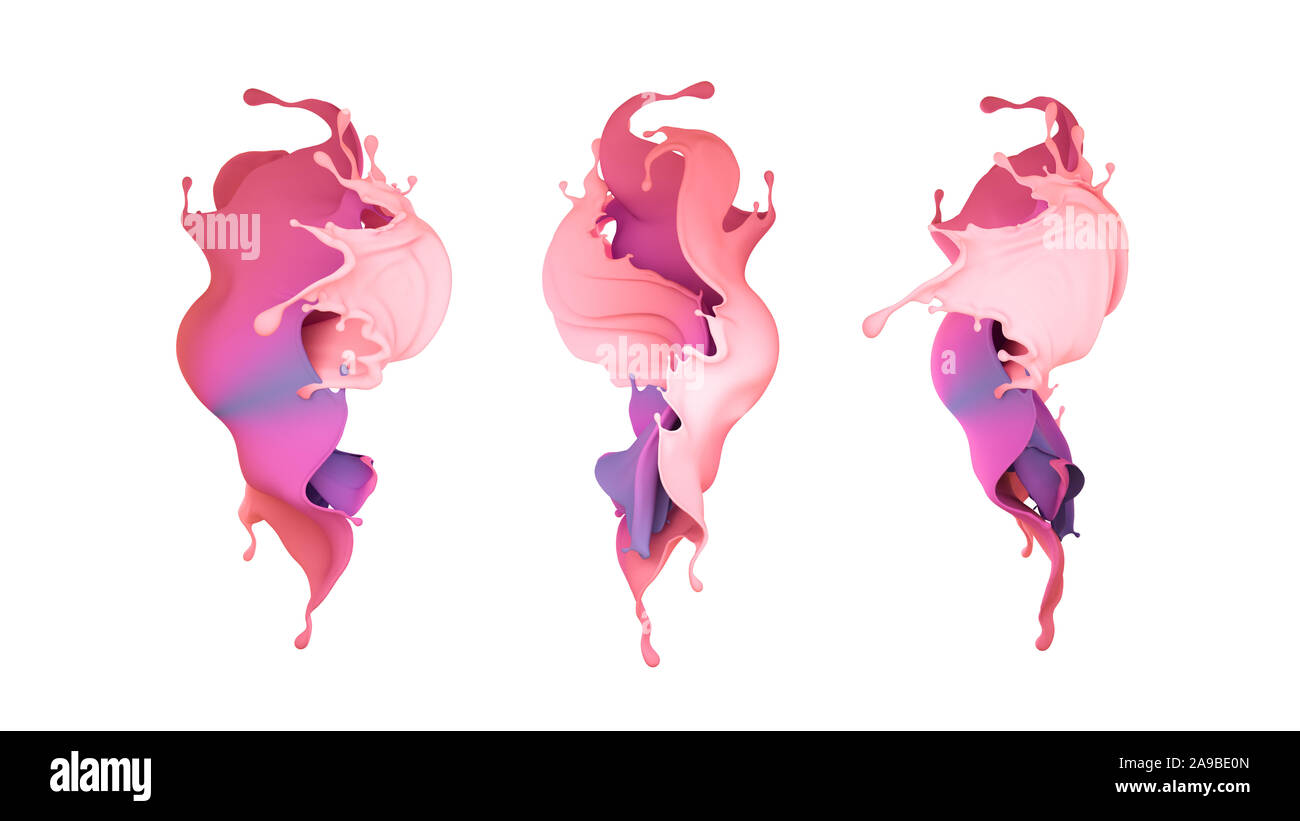 Beautiful multi-color splash of liquid . 3D illustration, 3D ...