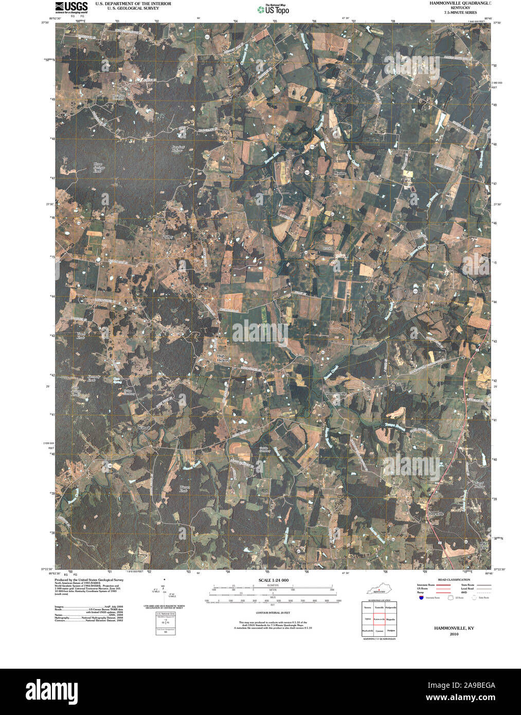 USGS TOPO Map Kentucky KY Hammonville 20100407 TM Stock Photo - Alamy