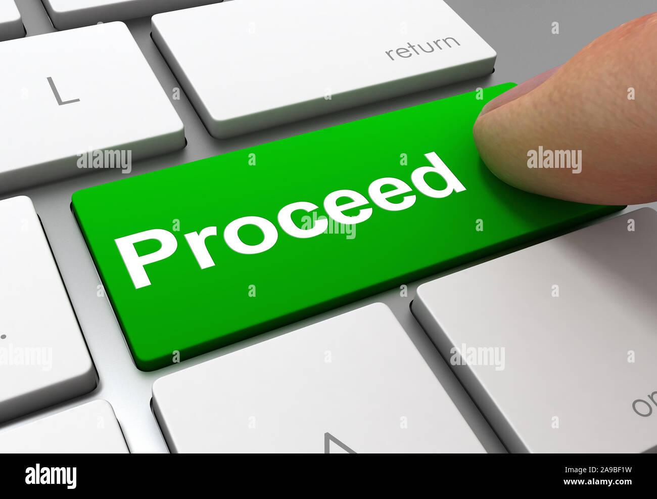 proceed push button concept 3d illustration isolated Stock Photo - Alamy