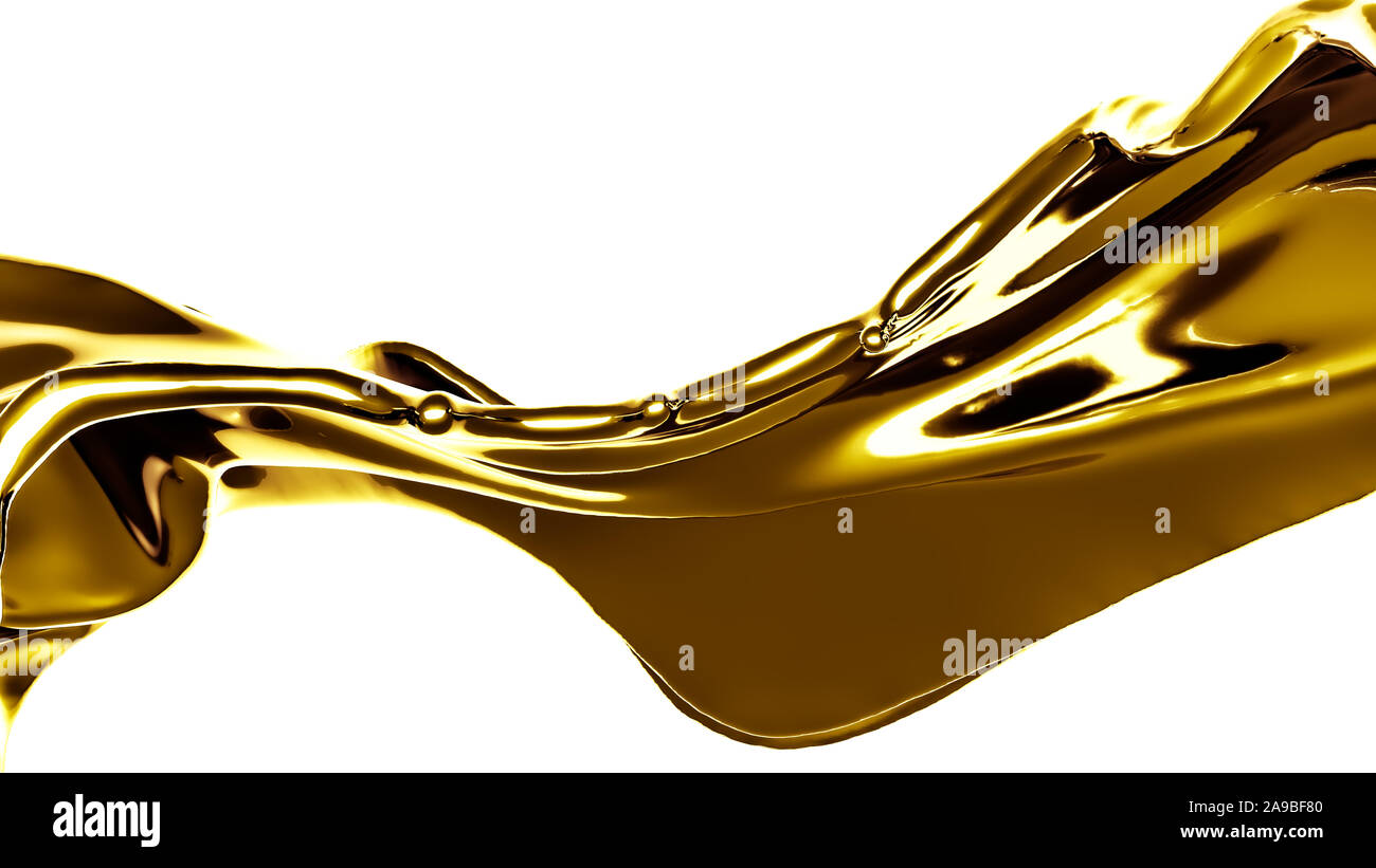 A splash of thick, golden liquid. 3d rendering, 3d illustration Stock ...