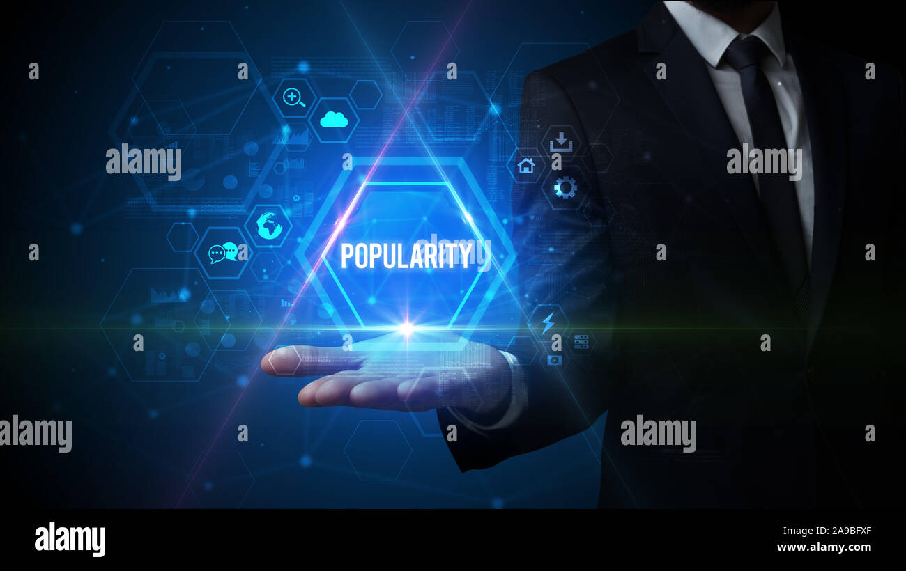 Man hand holding POPULARITY inscription, social media concept Stock ...