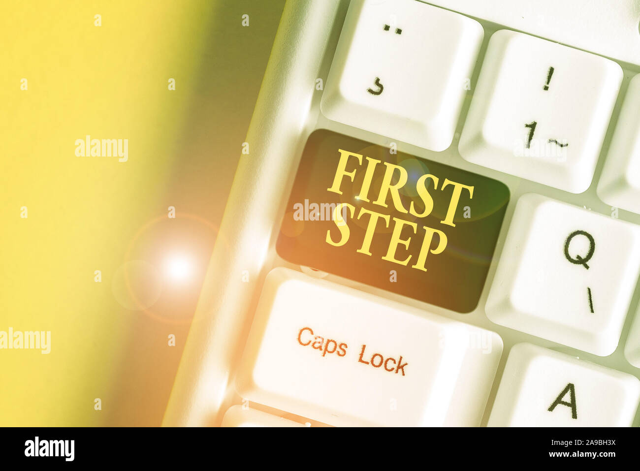 Handwriting text First Step. Conceptual photo The first of a series of ...