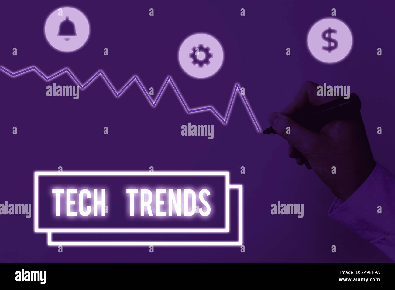 Writing note showing Tech Trends. Business concept for technology that ...
