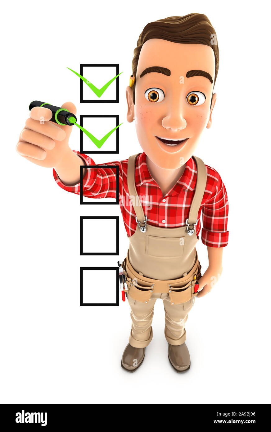 3d handyman checklist, illustration with isolated white background ...