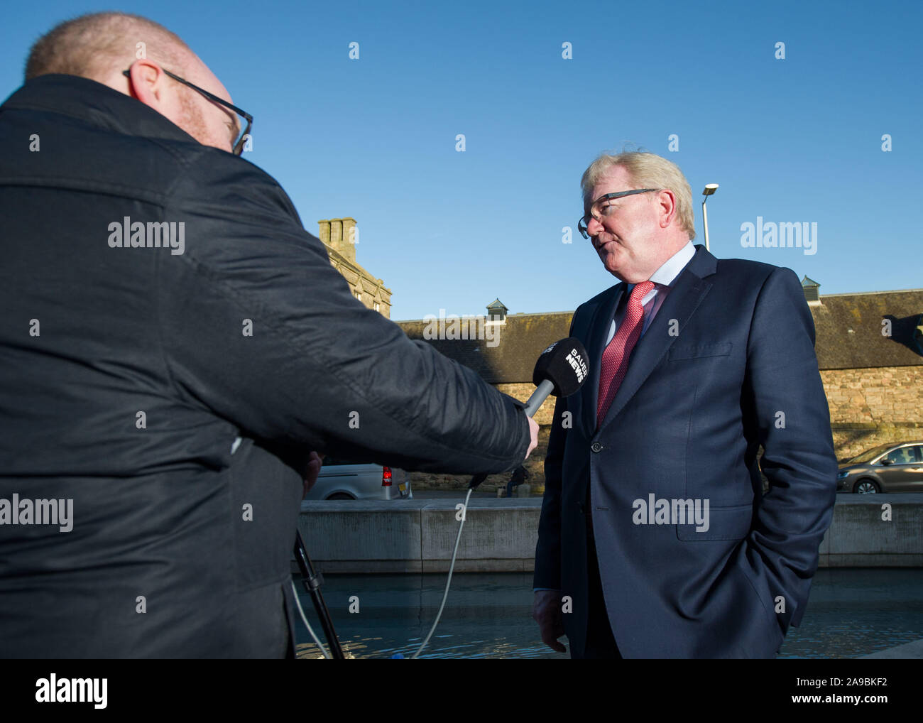 Edinburgh, UK. 14 November 2019. Pictured: (L-R) interviewer; Jackson ...