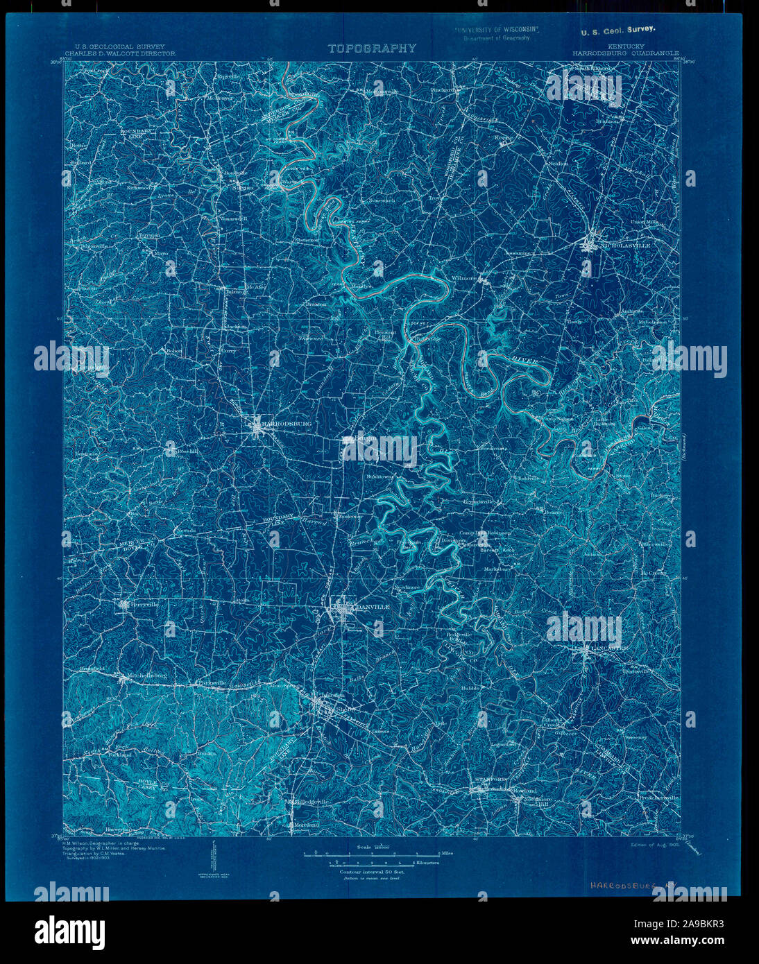 USGS TOPO Map Kentucky KY Harrodsburg 708838 1905 125000 Inverted Stock ...