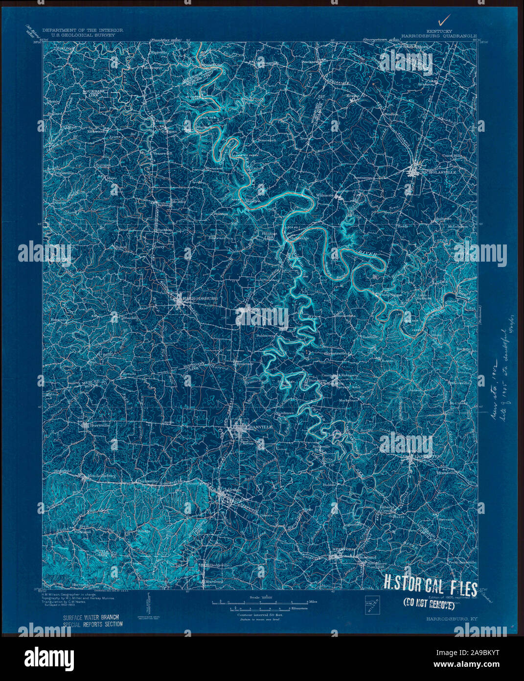 USGS TOPO Map Kentucky KY Harrodsburg 804191 1905 125000 Inverted Stock ...