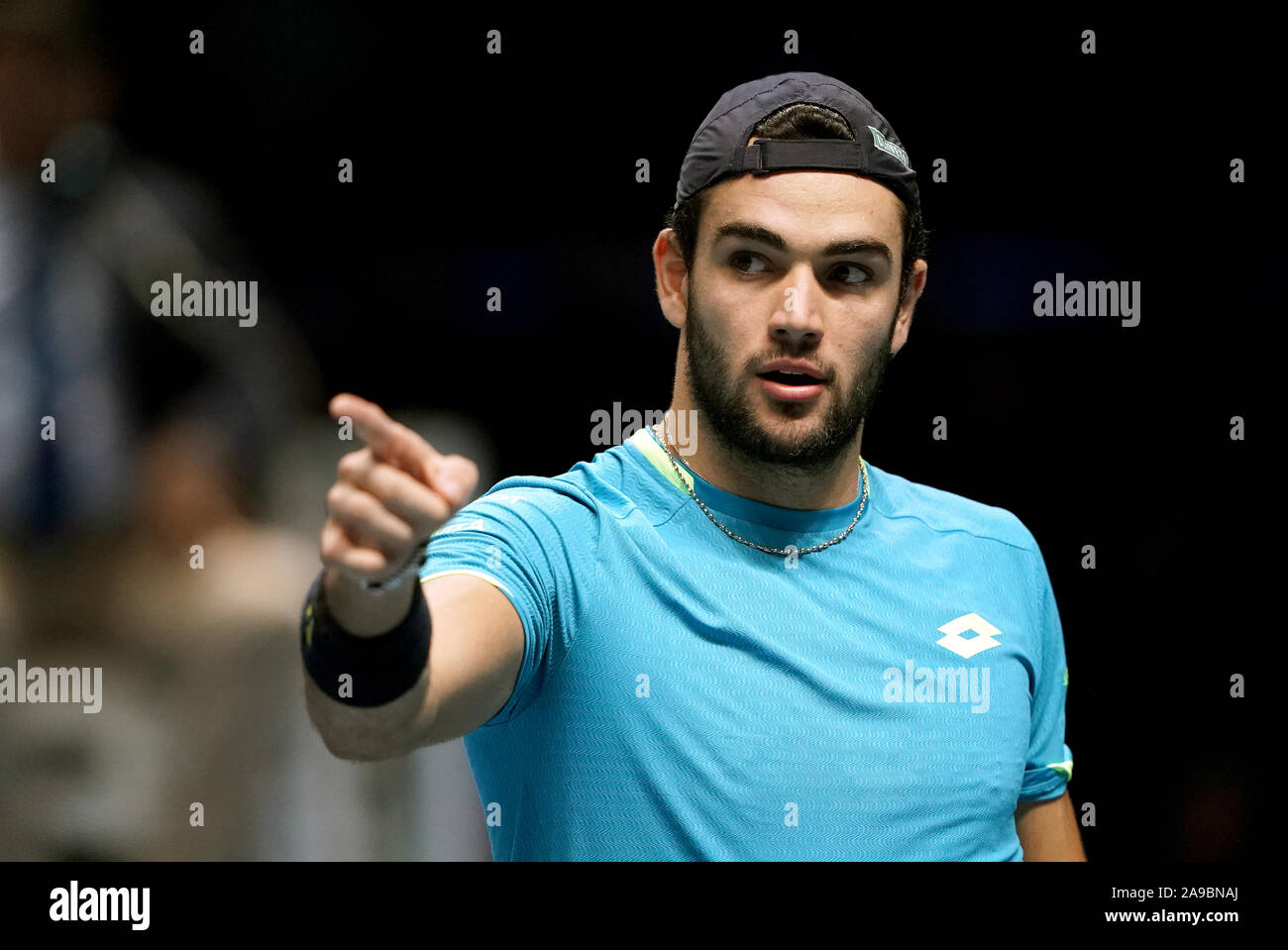 Matteo Berrettini during his match against Dominic Thiem (not pictured ...