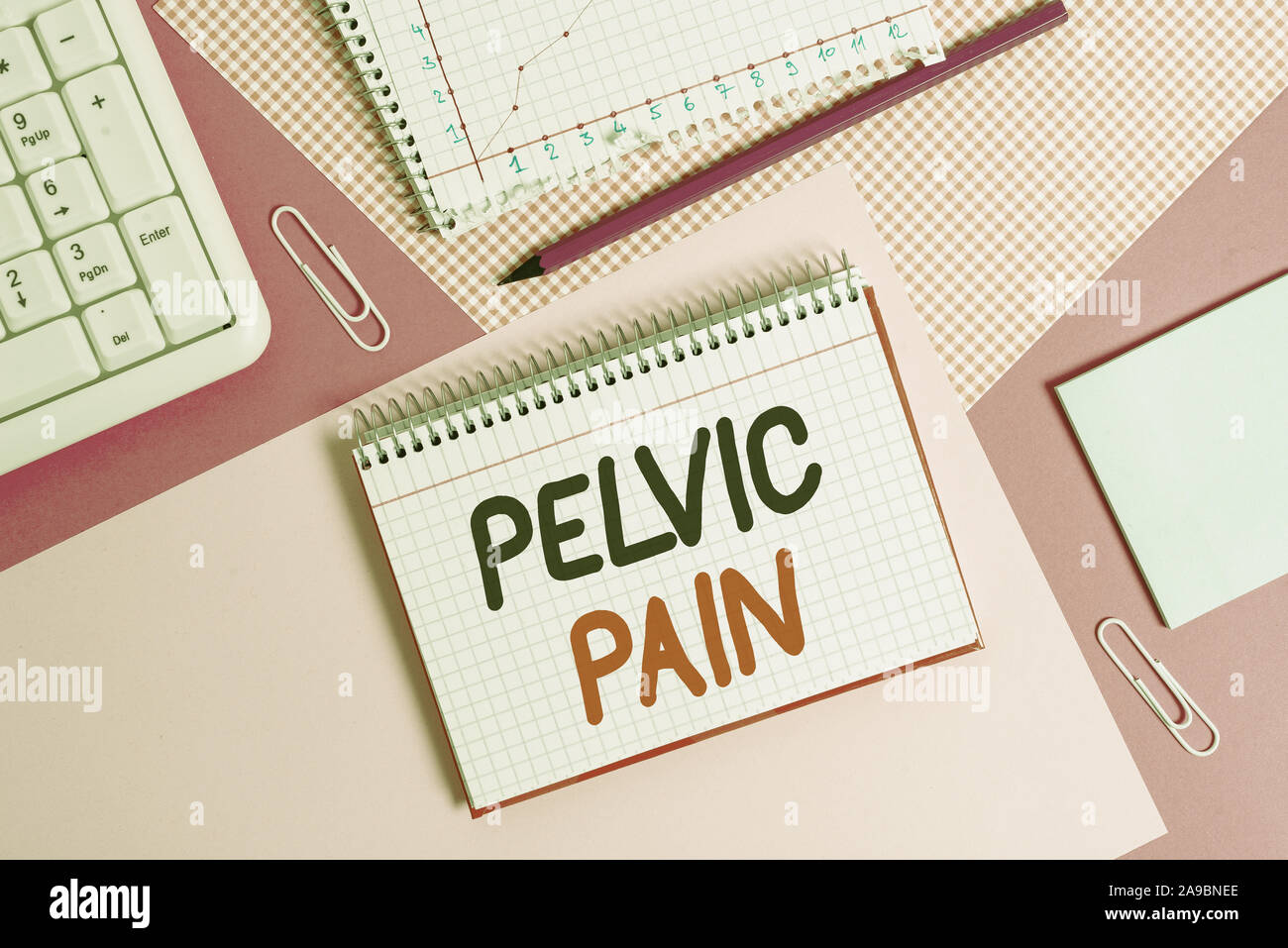 Writing note showing Pelvic Pain. Business concept for Pain perceived ...