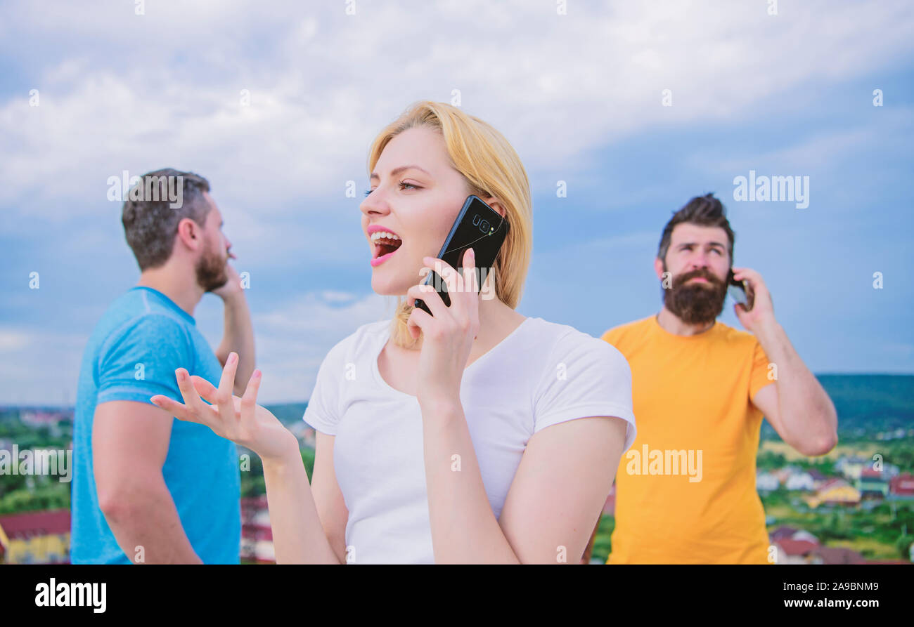 Staying connected with one another. Modern people with smartphones ...