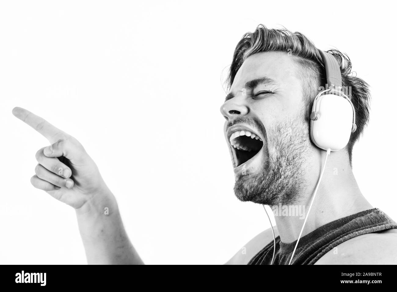 Entertainment concept. Music drives him. Dj style. Equipment for dj ...