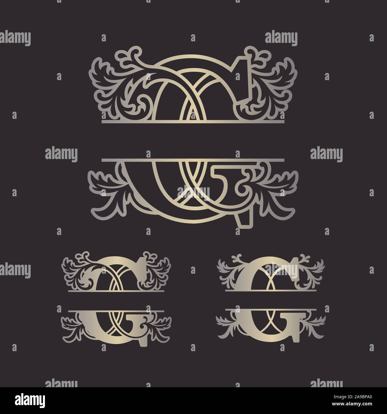 Alphabet Split Monograms, Split Letter Monogram, Alphabet Frame Font ...