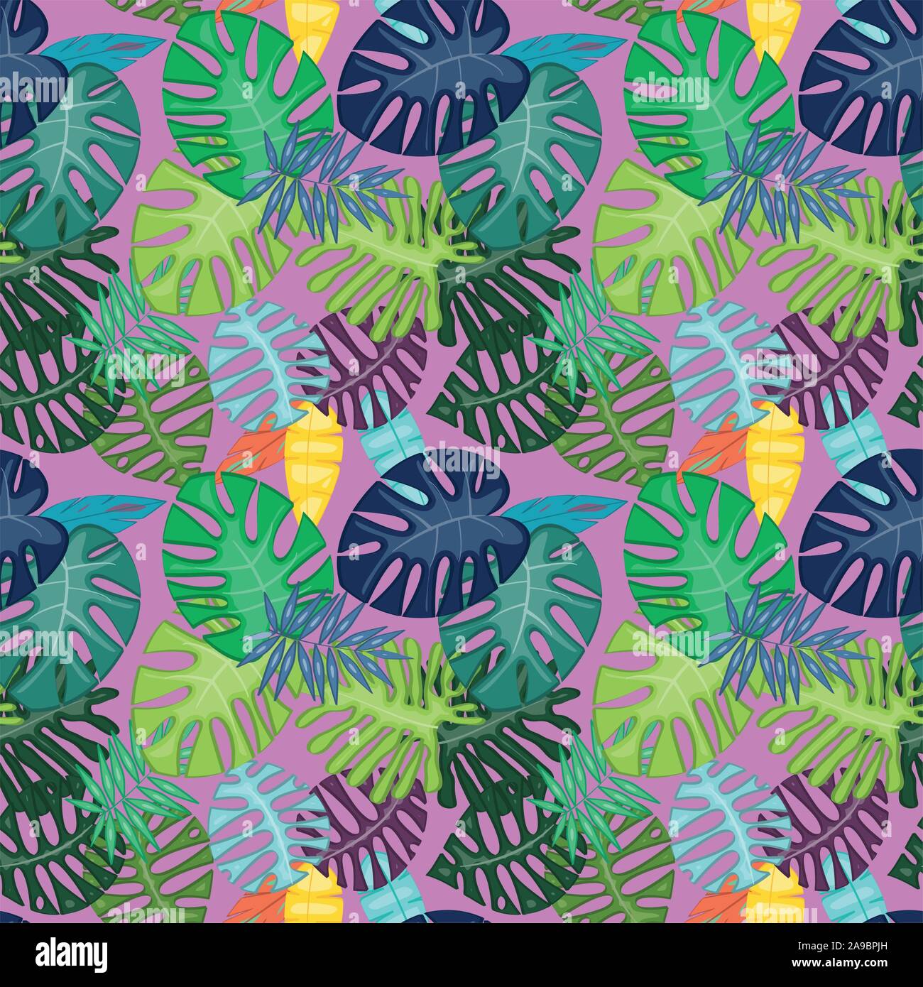 Tropical Leaf Vector Seamless Pattern or Background Stock Vector Image ...