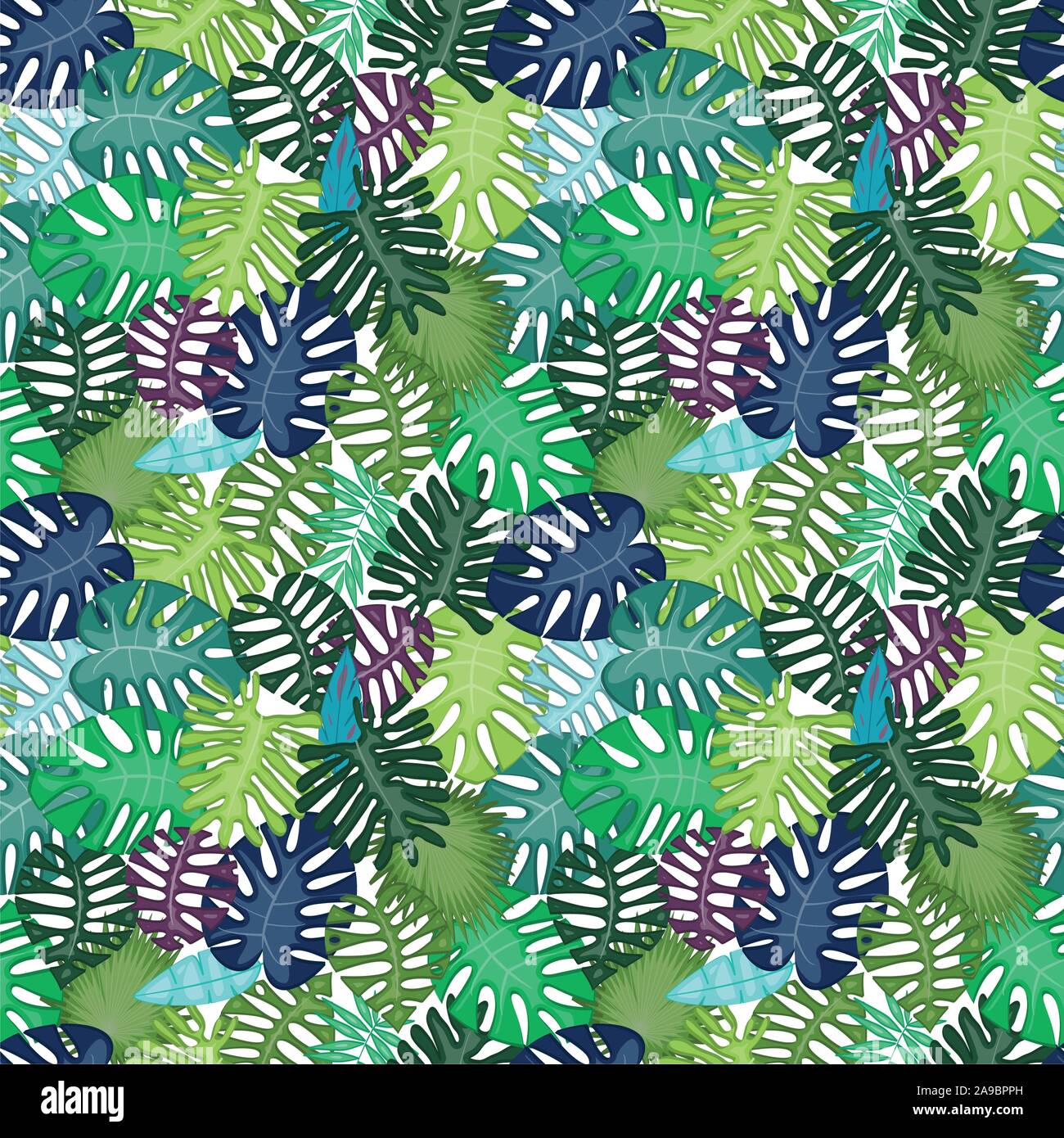 Tropical Leaf Vector Seamless Pattern or Background Stock Vector Image ...
