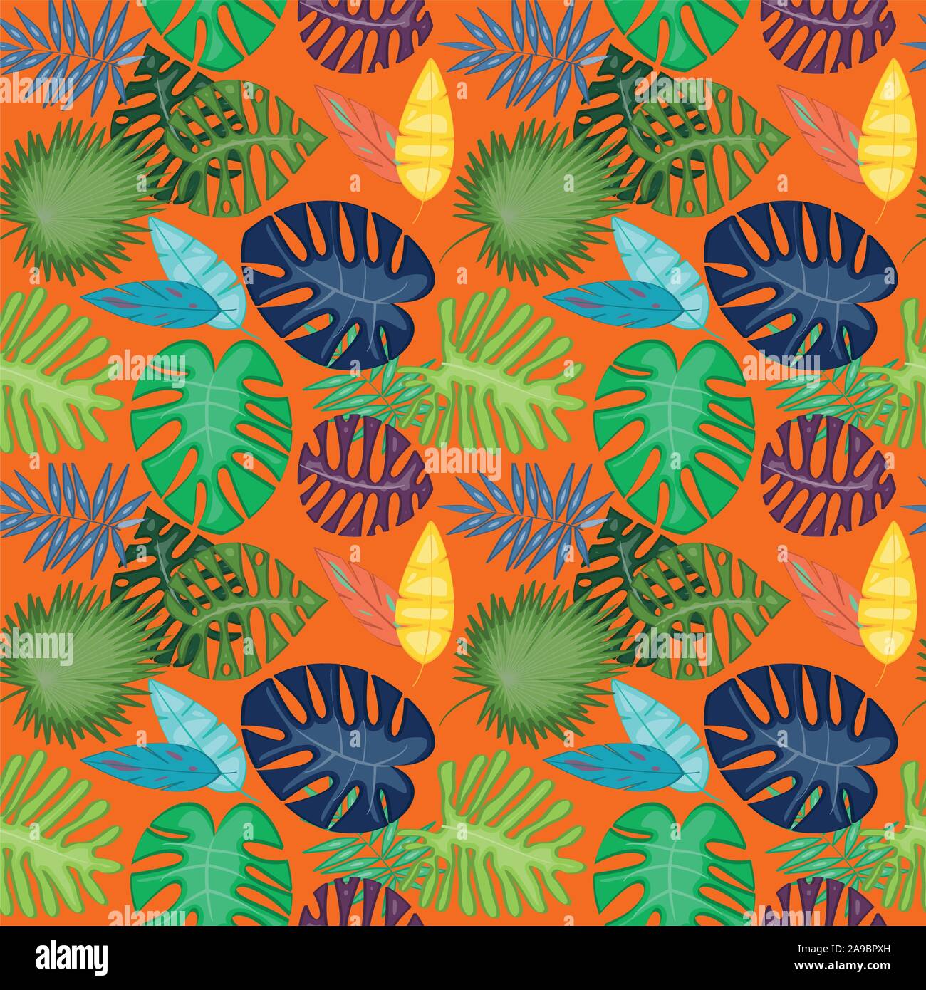 Tropical Leaf Vector Seamless Pattern or Background Stock Vector Image ...