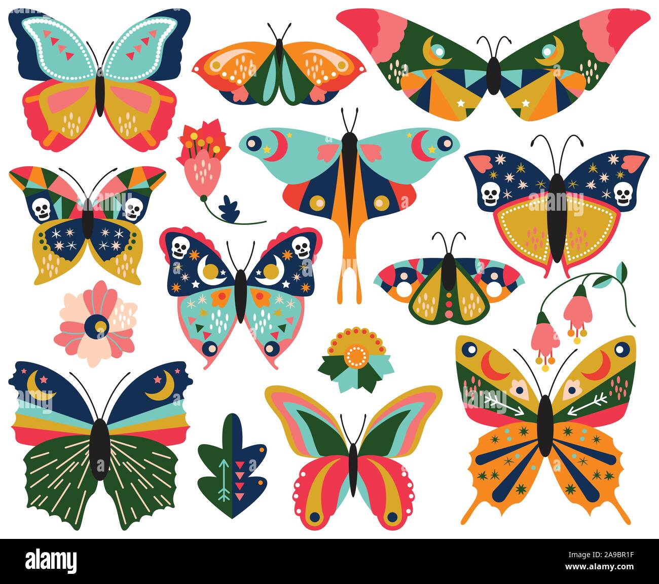 Blooms and butterflies Stock Vector Images - Alamy