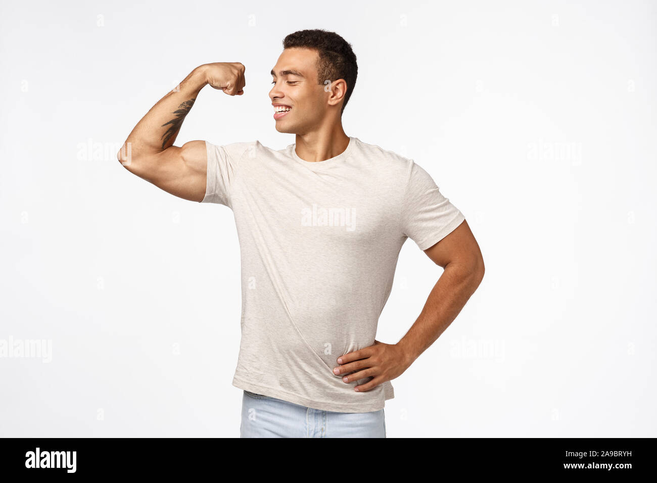 Proud and confident, self-accepting young male athlete, lead active and ...